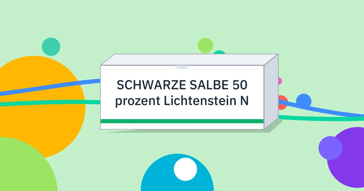 Symbolbild: Packung mit der Aufschrift SCHWARZE SALBE 50 prozent Lichtenstein N (PZN 01596348) – Verfügbarkeit und Bezug in Apotheken in Frankfurt am Main