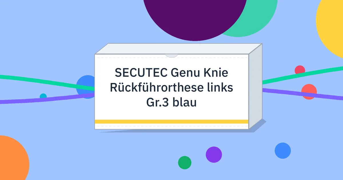 Symbolbild: Packung mit der Aufschrift SECUTEC Genu Knie Rückführorthese links Gr.3 blau (PZN 12510723) – Verfügbarkeit und Bezug in Apotheken in Frankfurt am Main