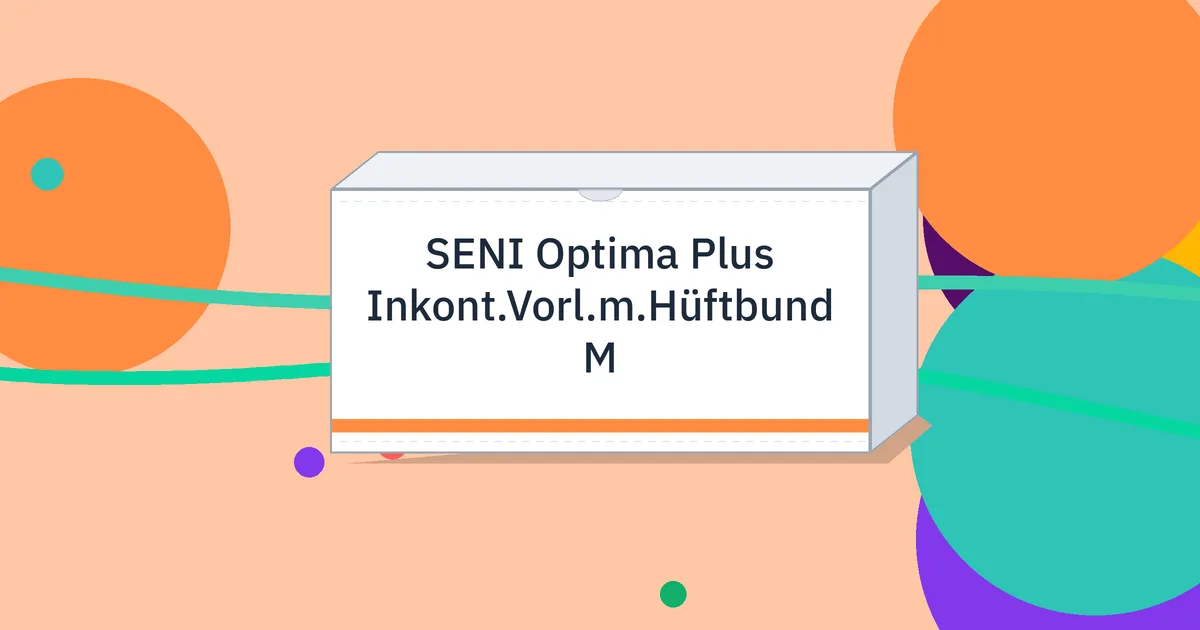 Symbolbild: Packung mit der Aufschrift SENI Optima Plus Inkont.Vorl.m.Hüftbund M (PZN 18012400) – Verfügbarkeit und Bezug in Apotheken in Frankfurt am Main
