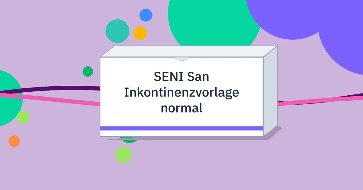 Symbolbild: Packung mit der Aufschrift SENI San Inkontinenzvorlage normal (PZN 20322622) – Verfügbarkeit und Bezug in Apotheken in Frankfurt am Main