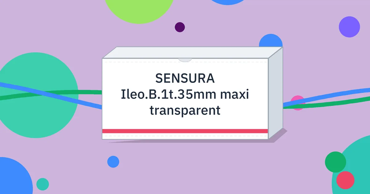 Symbolbild: Packung mit der Aufschrift SENSURA Ileo.B.1t.35mm maxi transparent (PZN 03029429) – Verfügbarkeit und Bezug in Apotheken in Frankfurt am Main
