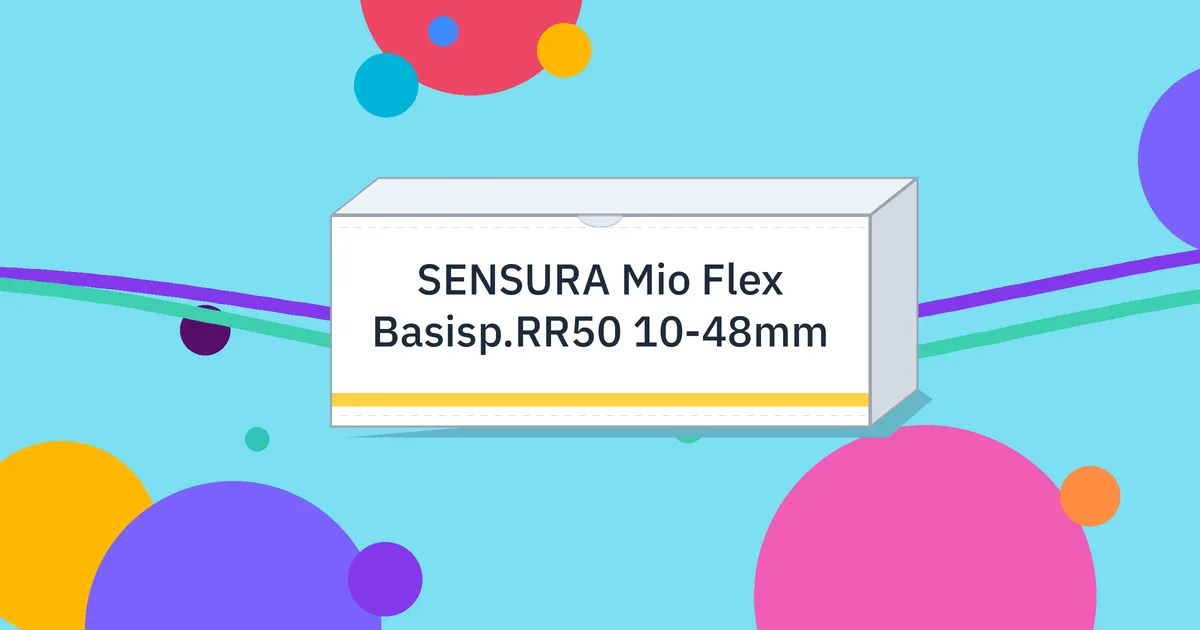Symbolbild: Packung mit der Aufschrift SENSURA Mio Flex Basisp.RR50 10-48mm (PZN 10202667) – Verfügbarkeit und Bezug in Apotheken in Frankfurt am Main