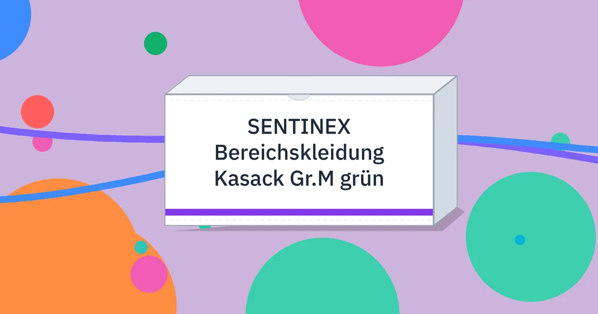 Symbolbild: Packung mit der Aufschrift SENTINEX Bereichskleidung Kasack Gr.M grün (PZN 09286251) – Verfügbarkeit und Bezug in Apotheken in Frankfurt am Main