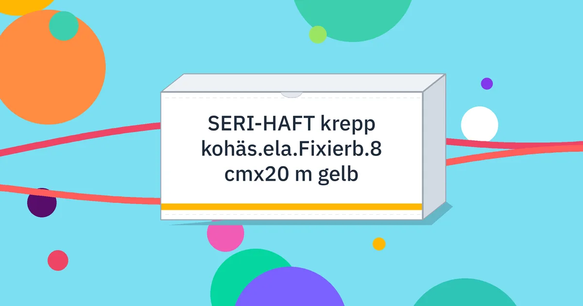Symbolbild: Packung mit der Aufschrift SERI-HAFT krepp kohäs.ela.Fixierb.8 cmx20 m gelb (PZN 14381655) – Verfügbarkeit und Bezug in Apotheken in Frankfurt am Main