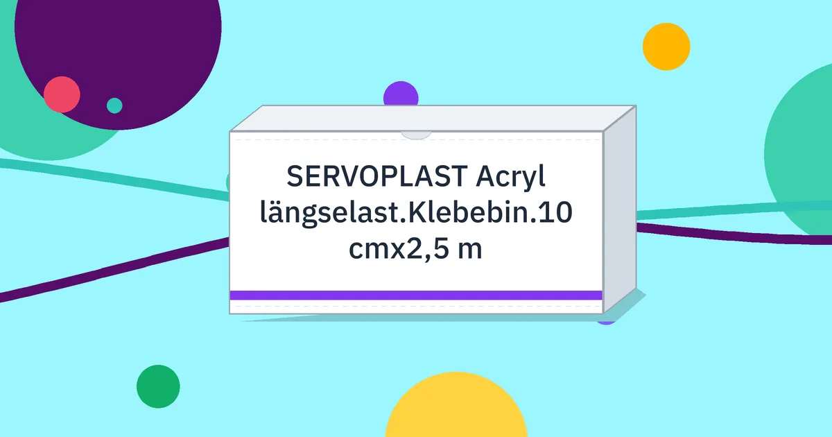Symbolbild: Packung mit der Aufschrift SERVOPLAST Acryl längselast.Klebebin.10 cmx2,5 m (PZN 04763775) – Verfügbarkeit und Bezug in Apotheken in Frankfurt am Main