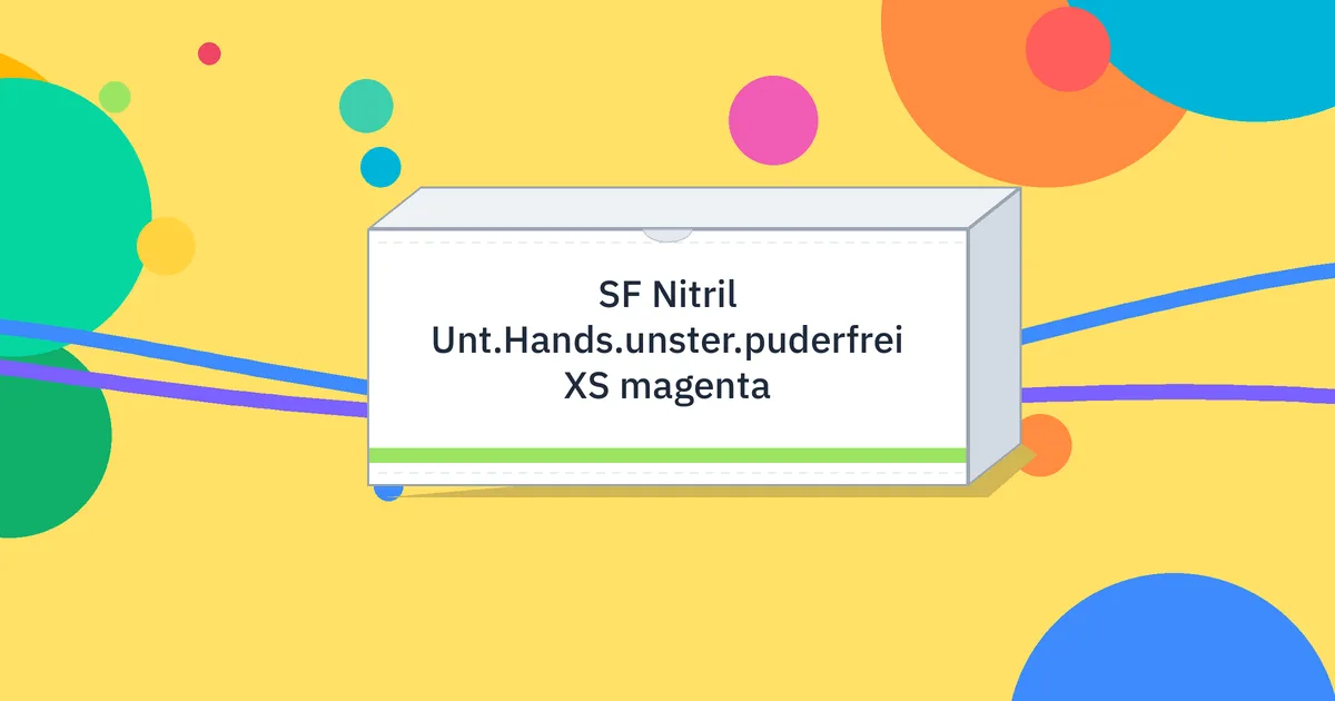Symbolbild: Packung mit der Aufschrift SF Nitril Unt.Hands.unster.puderfrei XS magenta (PZN 16163649) – Verfügbarkeit und Bezug in Apotheken in Frankfurt am Main