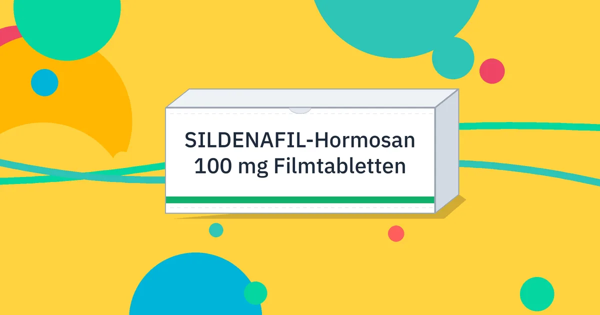 Symbolbild: Packung mit der Aufschrift SILDENAFIL-Hormosan 100 mg Filmtabletten (PZN 16834055) – Verfügbarkeit und Bezug in Apotheken in Frankfurt am Main
