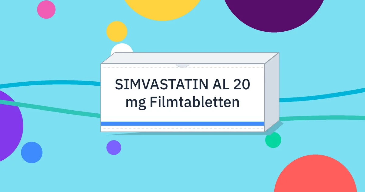 Symbolbild: Packung mit der Aufschrift SIMVASTATIN AL 20 mg Filmtabletten (PZN 04105026) – Verfügbarkeit und Bezug in Apotheken in Frankfurt am Main