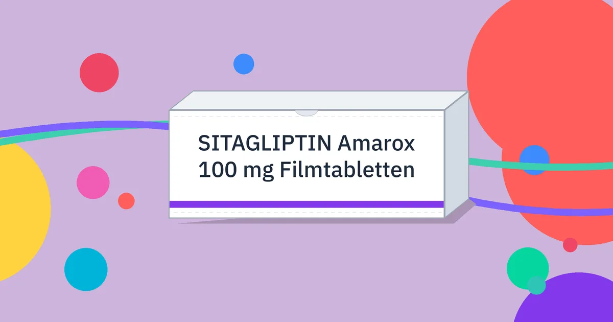Symbolbild: Packung mit der Aufschrift SITAGLIPTIN Amarox 100 mg Filmtabletten (PZN 16804841) – Verfügbarkeit und Bezug in Apotheken in Frankfurt am Main