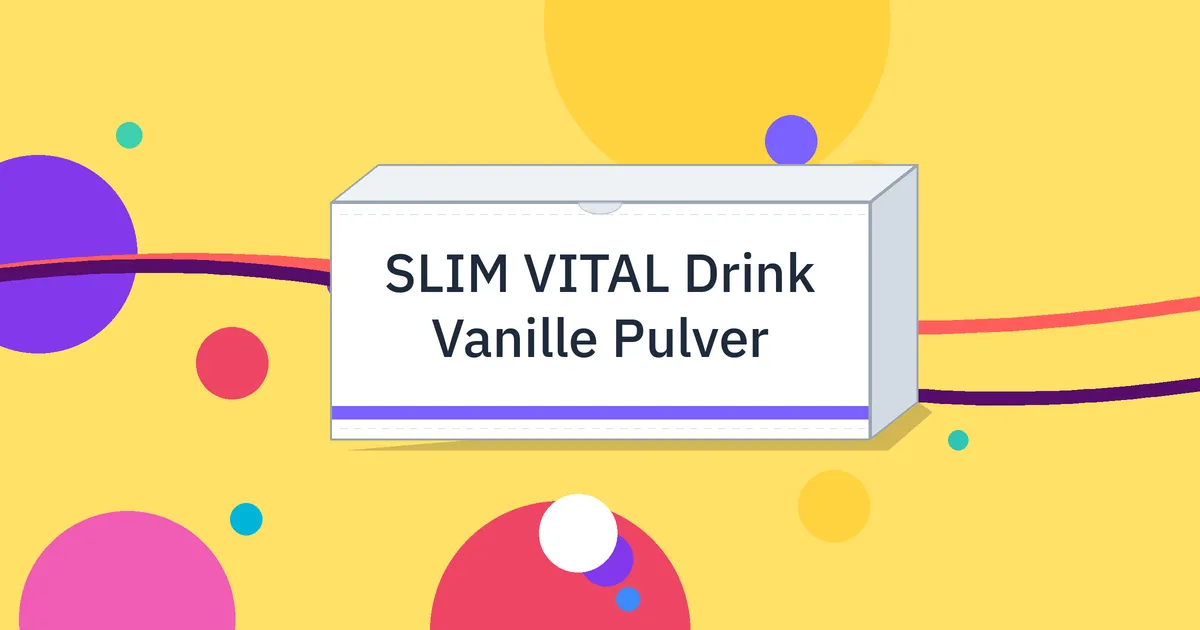 Symbolbild: Packung mit der Aufschrift SLIM VITAL Drink Vanille Pulver (PZN 07380371) – Verfügbarkeit und Bezug in Apotheken in Frankfurt am Main