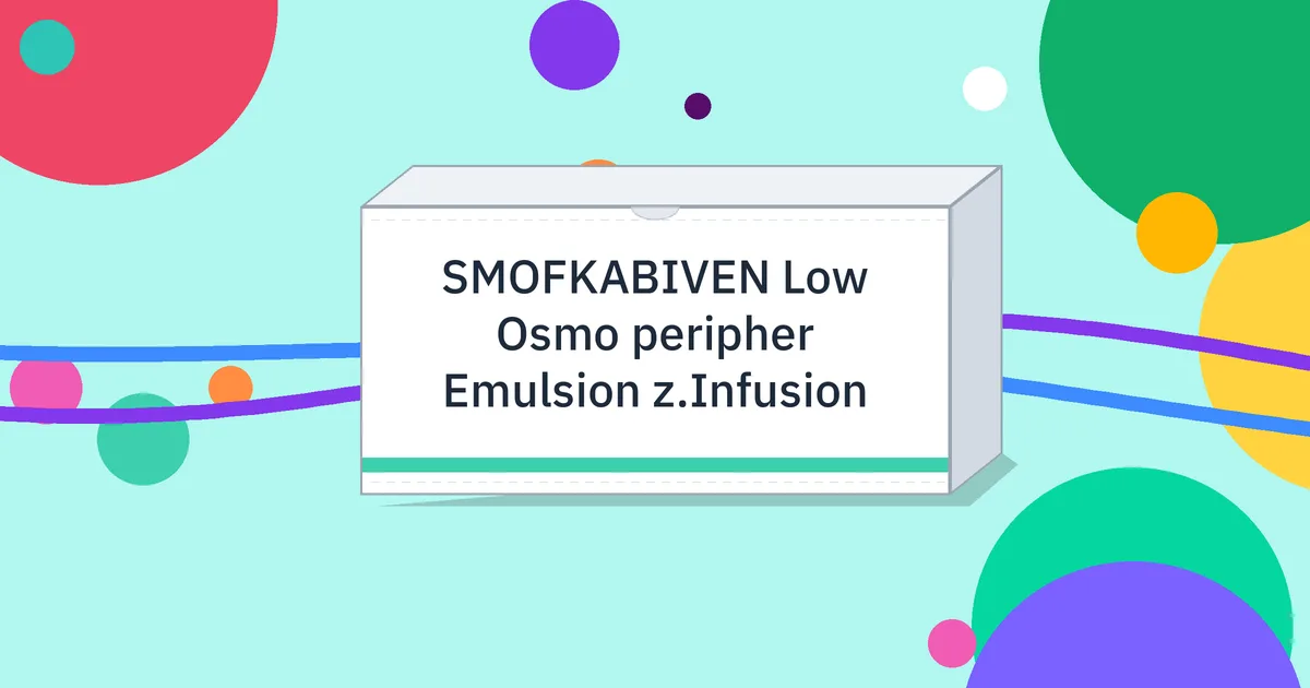 Symbolbild: Packung mit der Aufschrift SMOFKABIVEN Low Osmo peripher Emulsion z.Infusion (PZN 16000226) – Verfügbarkeit und Bezug in Apotheken in Frankfurt am Main