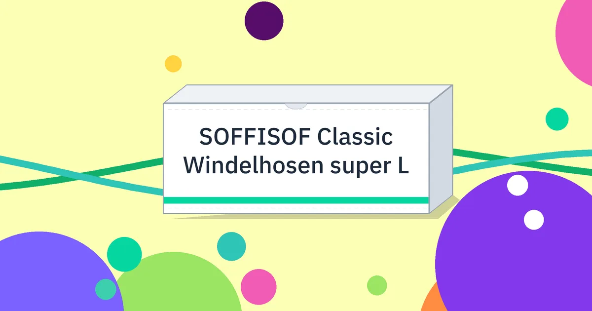 Symbolbild: Packung mit der Aufschrift SOFFISOF Classic Windelhosen super L (PZN 17991153) – Verfügbarkeit und Bezug in Apotheken in Frankfurt am Main