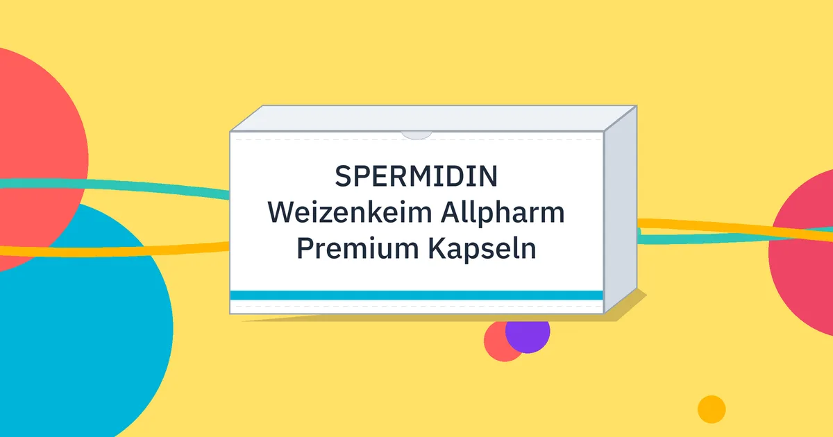 Symbolbild: Packung mit der Aufschrift SPERMIDIN Weizenkeim Allpharm Premium Kapseln (PZN 19534069) – Verfügbarkeit und Bezug in Apotheken in Frankfurt am Main