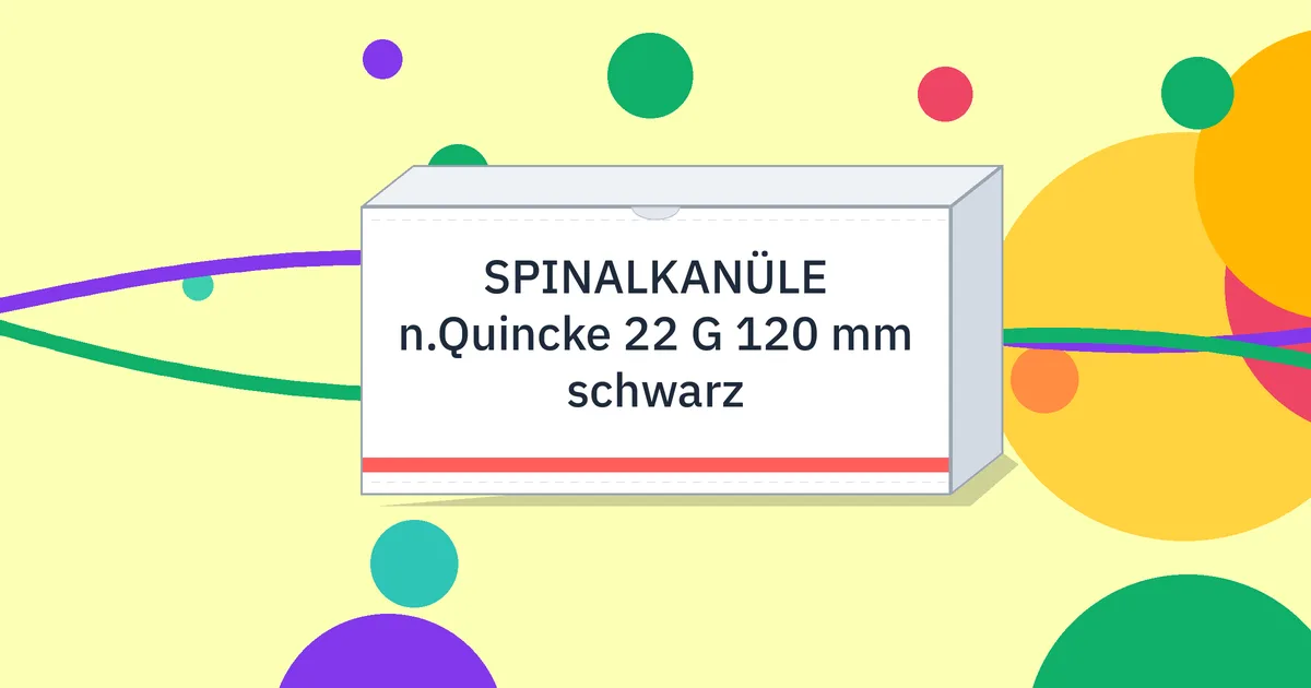 Symbolbild: Packung mit der Aufschrift SPINALKANÜLE n.Quincke 22 G 120 mm schwarz (PZN 00989850) – Verfügbarkeit und Bezug in Apotheken in Frankfurt am Main