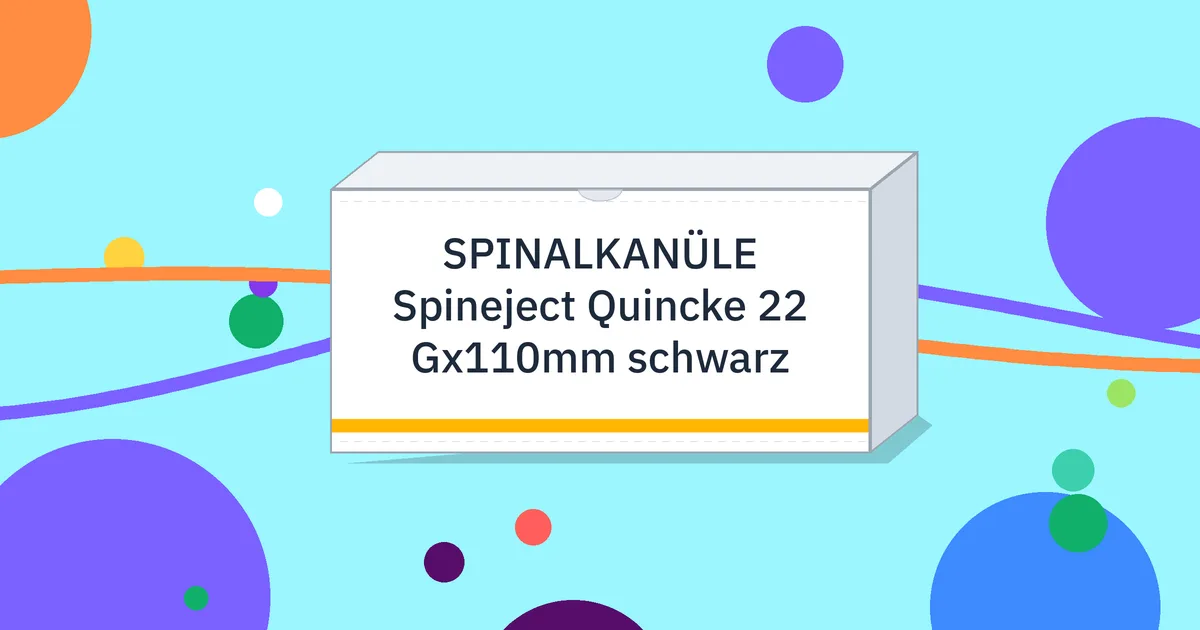 Symbolbild: Packung mit der Aufschrift SPINALKANÜLE Spineject Quincke 22 Gx110mm schwarz (PZN 16135624) – Verfügbarkeit und Bezug in Apotheken in Frankfurt am Main