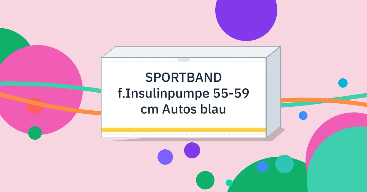 Symbolbild: Packung mit der Aufschrift SPORTBAND f.Insulinpumpe 55-59 cm Autos blau (PZN 13915913) – Verfügbarkeit und Bezug in Apotheken in Frankfurt am Main