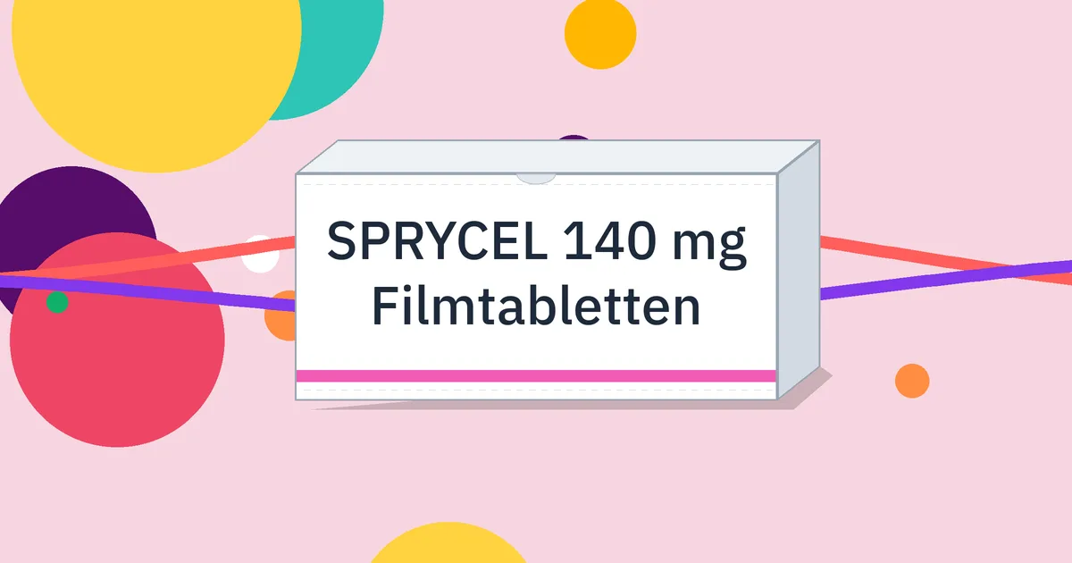 Symbolbild: Packung mit der Aufschrift SPRYCEL 140 mg Filmtabletten (PZN 16003549) – Verfügbarkeit und Bezug in Apotheken in Frankfurt am Main