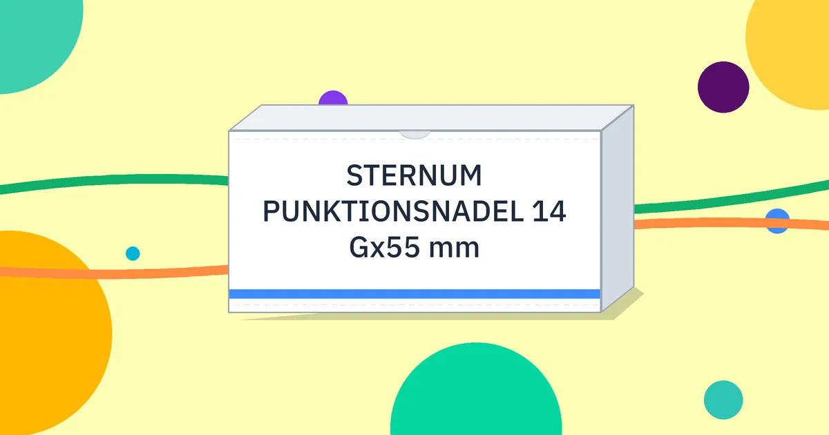 Symbolbild: Packung mit der Aufschrift STERNUM PUNKTIONSNADEL 14 Gx55 mm (PZN 10554099) – Verfügbarkeit und Bezug in Apotheken in Frankfurt am Main