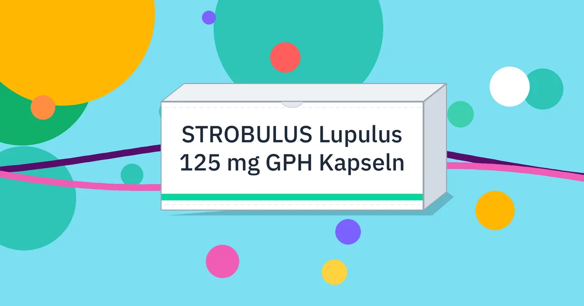 Symbolbild: Packung mit der Aufschrift STROBULUS Lupulus 125 mg GPH Kapseln (PZN 09645603) – Verfügbarkeit und Bezug in Apotheken in Frankfurt am Main