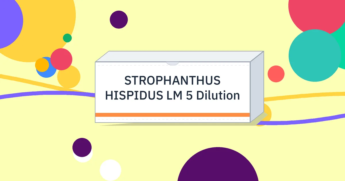 Symbolbild: Packung mit der Aufschrift STROPHANTHUS HISPIDUS LM 5 Dilution (PZN 13205235) – Verfügbarkeit und Bezug in Apotheken in Frankfurt am Main