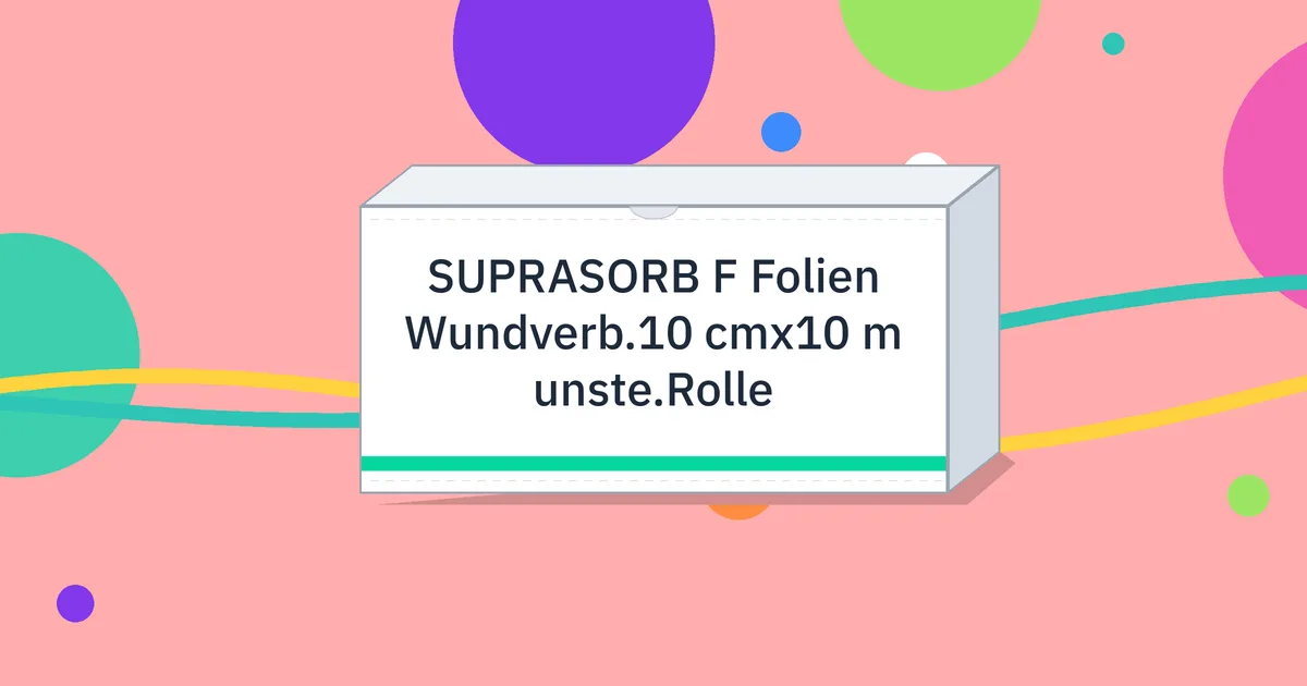 Symbolbild: Packung mit der Aufschrift SUPRASORB F Folien Wundverb.10 cmx10 m unste.Rolle (PZN 15210476) – Verfügbarkeit und Bezug in Apotheken in Frankfurt am Main