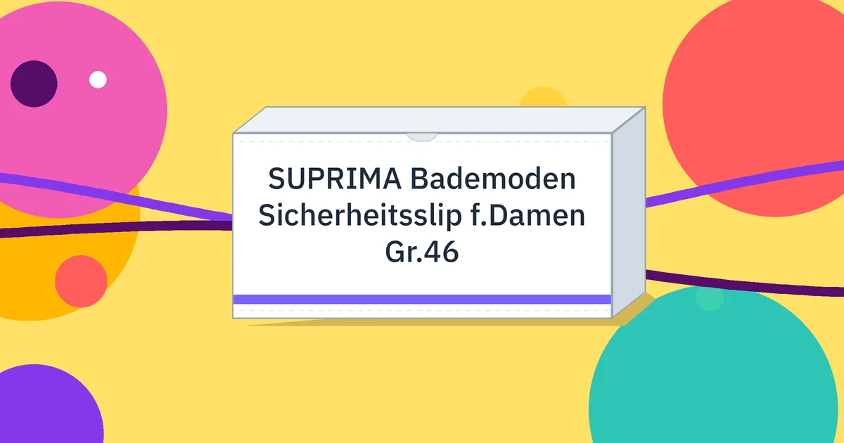 Symbolbild: Packung mit der Aufschrift SUPRIMA Bademoden Sicherheitsslip f.Damen Gr.46 (PZN 09222297) – Verfügbarkeit und Bezug in Apotheken in Frankfurt am Main