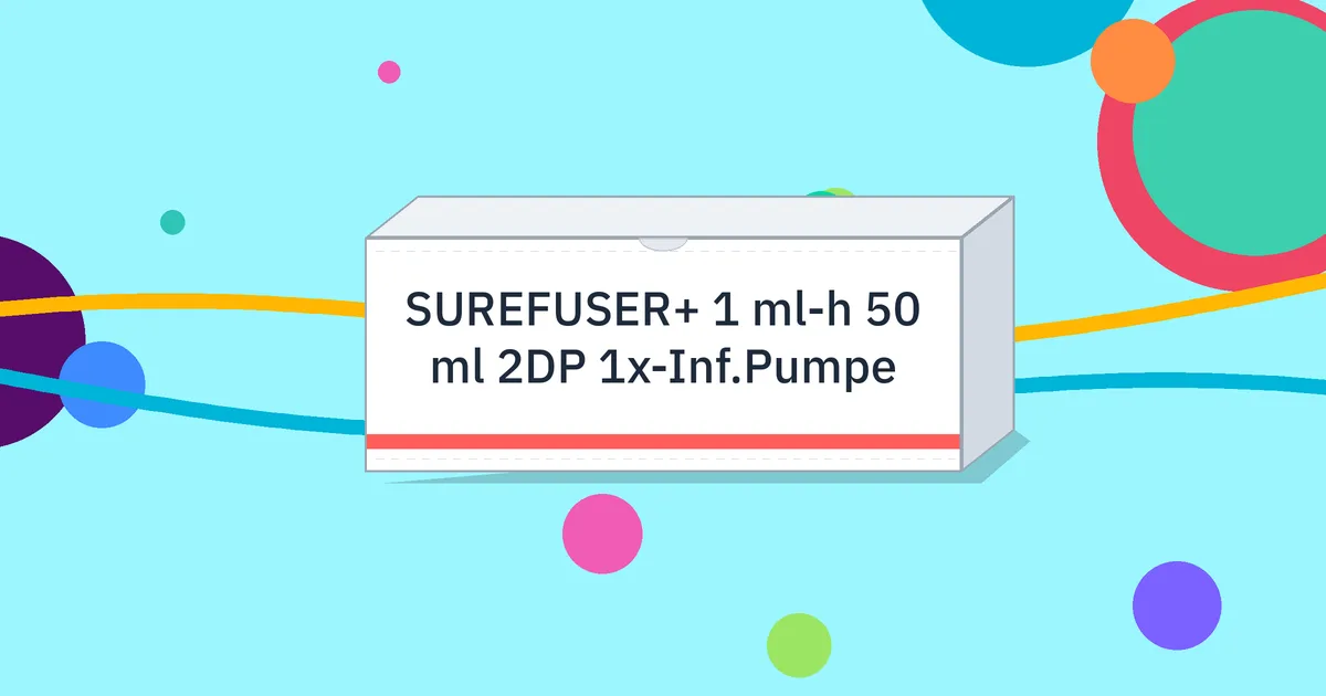 Symbolbild: Packung mit der Aufschrift SUREFUSER+ 1 ml-h 50 ml 2DP 1x-Inf.Pumpe (PZN 11636741) – Verfügbarkeit und Bezug in Apotheken in Frankfurt am Main