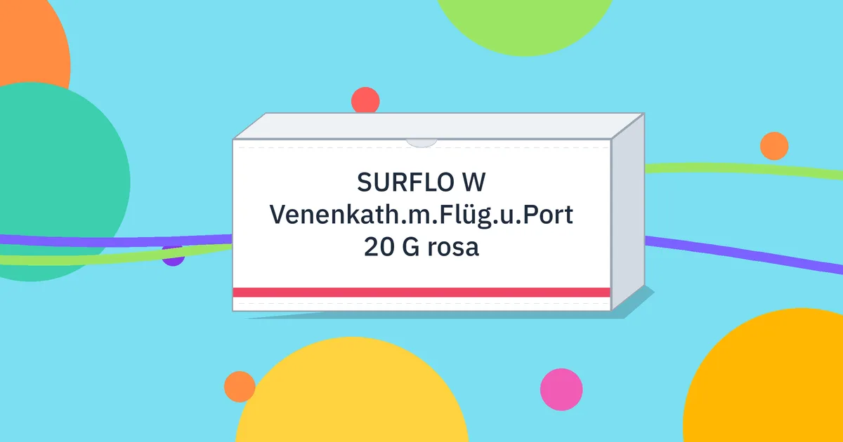 Symbolbild: Packung mit der Aufschrift SURFLO W Venenkath.m.Flüg.u.Port 20 G rosa (PZN 06612678) – Verfügbarkeit und Bezug in Apotheken in Frankfurt am Main