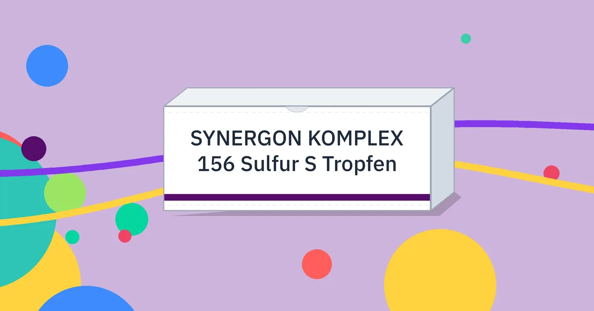 Symbolbild: Packung mit der Aufschrift SYNERGON KOMPLEX 156 Sulfur S Tropfen (PZN 00619099) – Verfügbarkeit und Bezug in Apotheken in Frankfurt am Main