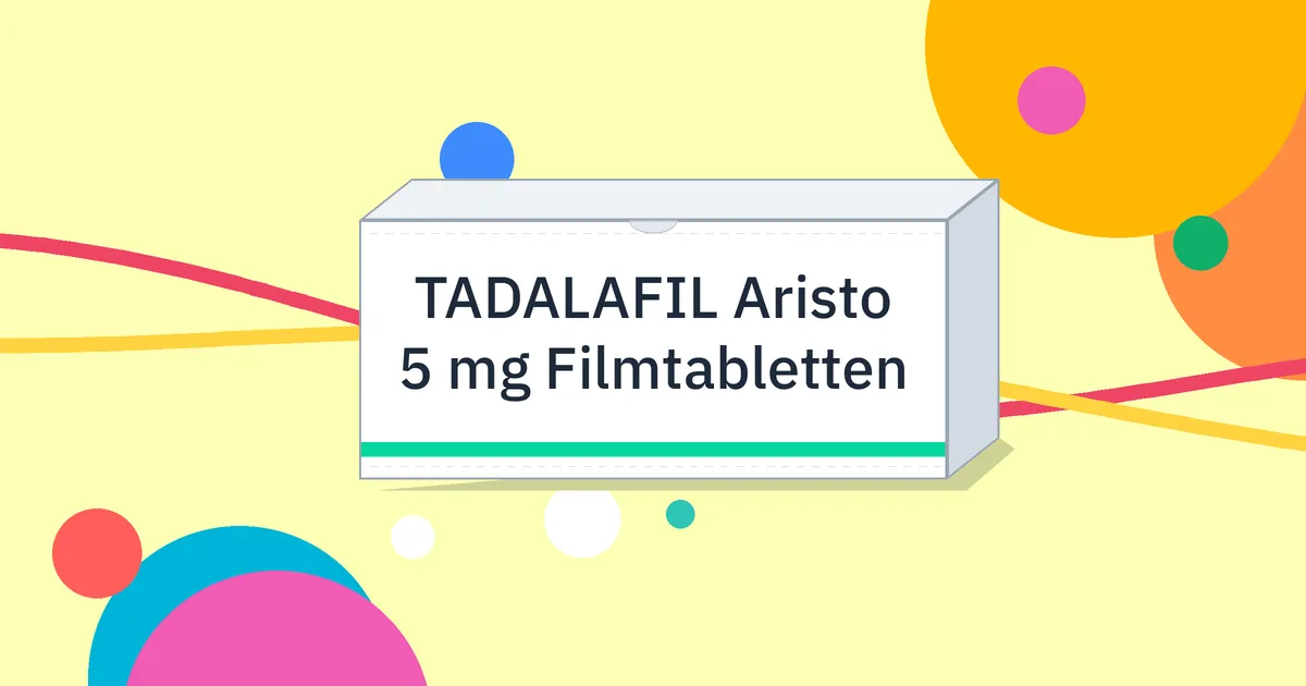 Symbolbild: Packung mit der Aufschrift TADALAFIL Aristo 5 mg Filmtabletten (PZN 13924013) – Verfügbarkeit und Bezug in Apotheken in Frankfurt am Main