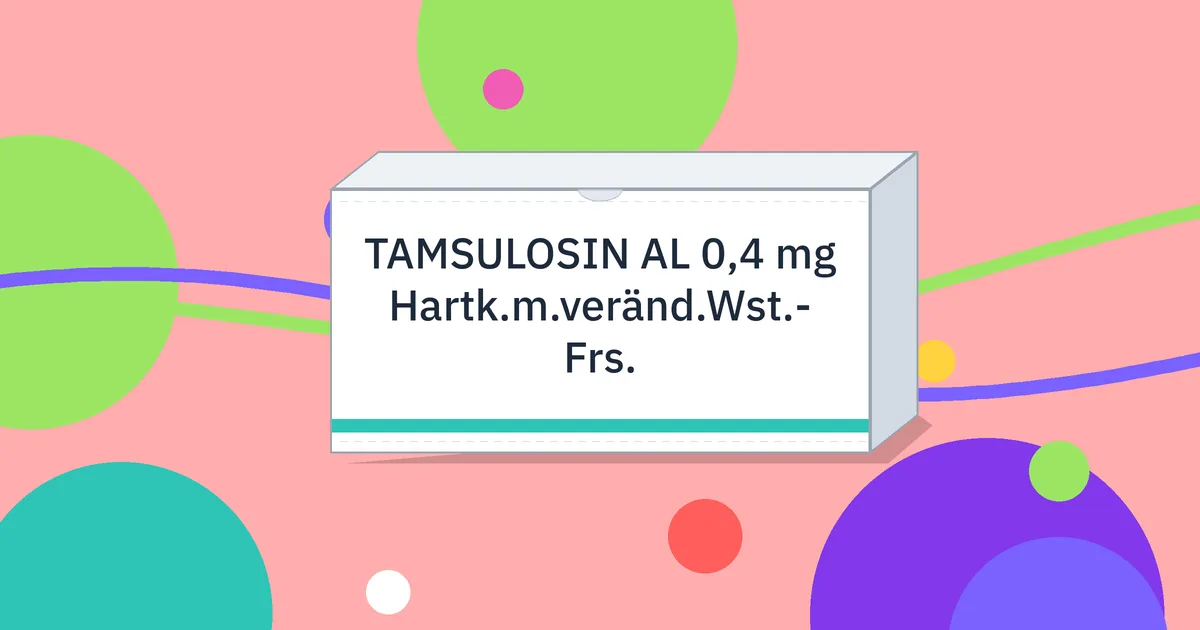Symbolbild: Packung mit der Aufschrift TAMSULOSIN AL 0,4 mg Hartk.m.veränd.Wst.-Frs. (PZN 01907038) – Verfügbarkeit und Bezug in Apotheken in Frankfurt am Main
