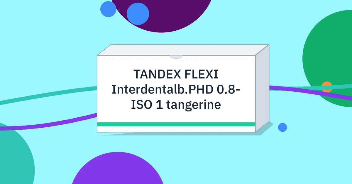 Symbolbild: Packung mit der Aufschrift TANDEX FLEXI Interdentalb.PHD 0.8-ISO 1 tangerine (PZN 16855407) – Verfügbarkeit und Bezug in Apotheken in Frankfurt am Main
