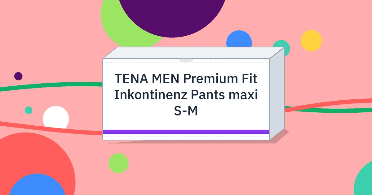Symbolbild: Packung mit der Aufschrift TENA MEN Premium Fit Inkontinenz Pants maxi S-M (PZN 17981605) – Verfügbarkeit und Bezug in Apotheken in Frankfurt am Main