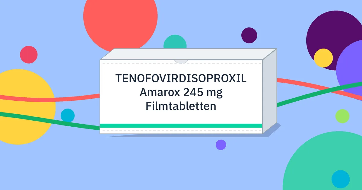 Symbolbild: Packung mit der Aufschrift TENOFOVIRDISOPROXIL Amarox 245 mg Filmtabletten (PZN 16369546) – Verfügbarkeit und Bezug in Apotheken in Frankfurt am Main