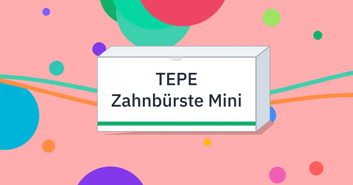 Symbolbild: Packung mit der Aufschrift TEPE Zahnbürste Mini (PZN 06497639) – Verfügbarkeit und Bezug in Apotheken in Frankfurt am Main