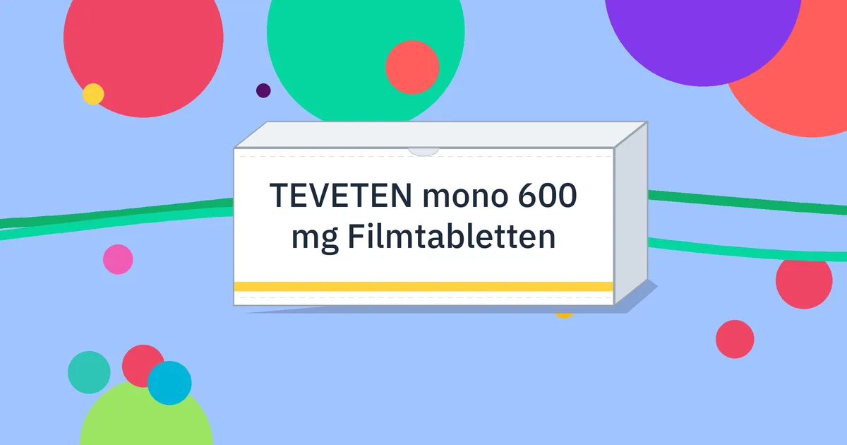 Symbolbild: Packung mit der Aufschrift TEVETEN mono 600 mg Filmtabletten (PZN 11010390) – Verfügbarkeit und Bezug in Apotheken in Frankfurt am Main