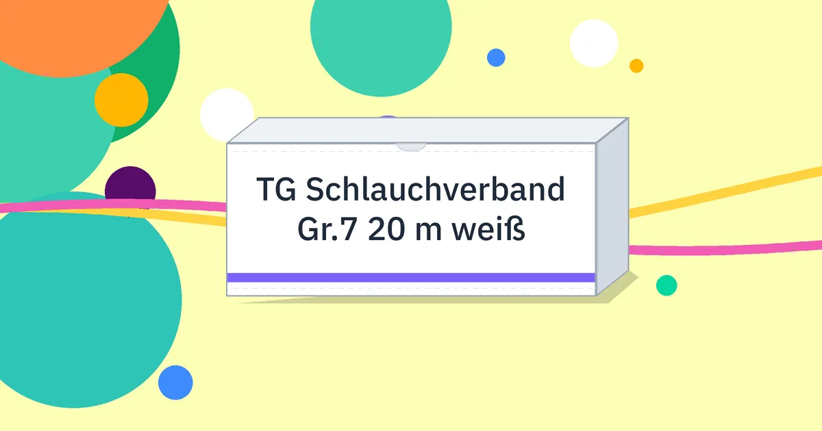 Symbolbild: Packung mit der Aufschrift TG Schlauchverband Gr.7 20 m weiß (PZN 11005911) – Verfügbarkeit und Bezug in Apotheken in Frankfurt am Main