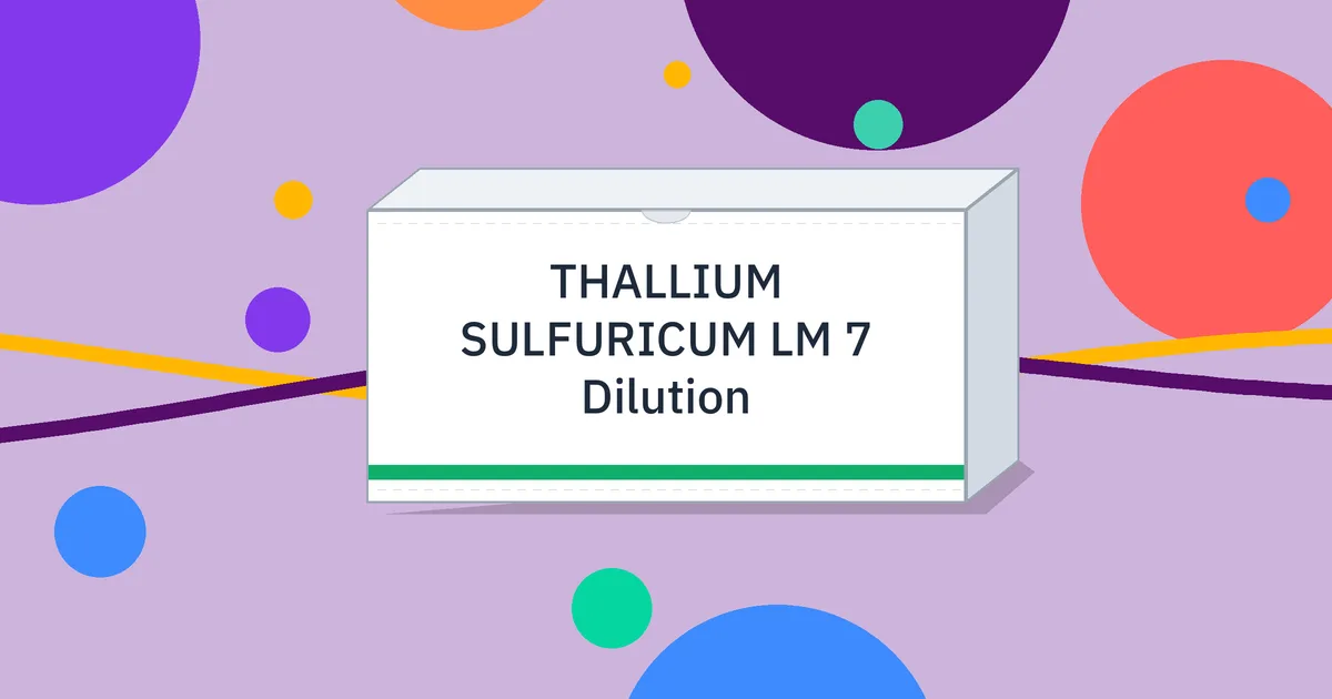 Symbolbild: Packung mit der Aufschrift THALLIUM SULFURICUM LM 7 Dilution (PZN 13218781) – Verfügbarkeit und Bezug in Apotheken in Frankfurt am Main