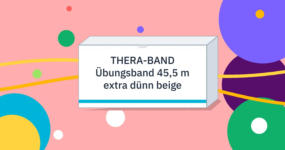 Symbolbild: Packung mit der Aufschrift THERA-BAND Übungsband 45,5 m extra dünn beige (PZN 00353945) – Verfügbarkeit und Bezug in Apotheken in Frankfurt am Main