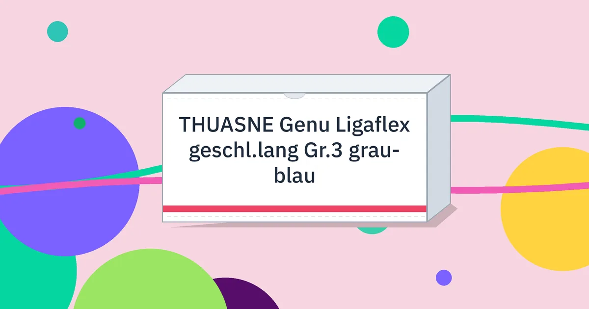 Symbolbild: Packung mit der Aufschrift THUASNE Genu Ligaflex geschl.lang Gr.3 grau-blau (PZN 11330580) – Verfügbarkeit und Bezug in Apotheken in Frankfurt am Main