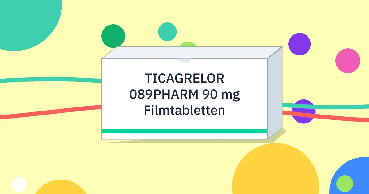 Symbolbild: Packung mit der Aufschrift TICAGRELOR 089PHARM 90 mg Filmtabletten (PZN 19830419) – Verfügbarkeit und Bezug in Apotheken in Frankfurt am Main