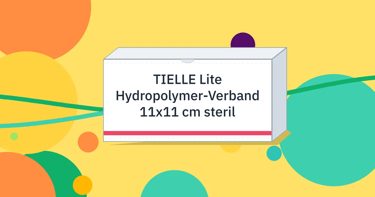 Symbolbild: Packung mit der Aufschrift TIELLE Lite Hydropolymer-Verband 11x11 cm steril (PZN 18473288) – Verfügbarkeit und Bezug in Apotheken in Frankfurt am Main