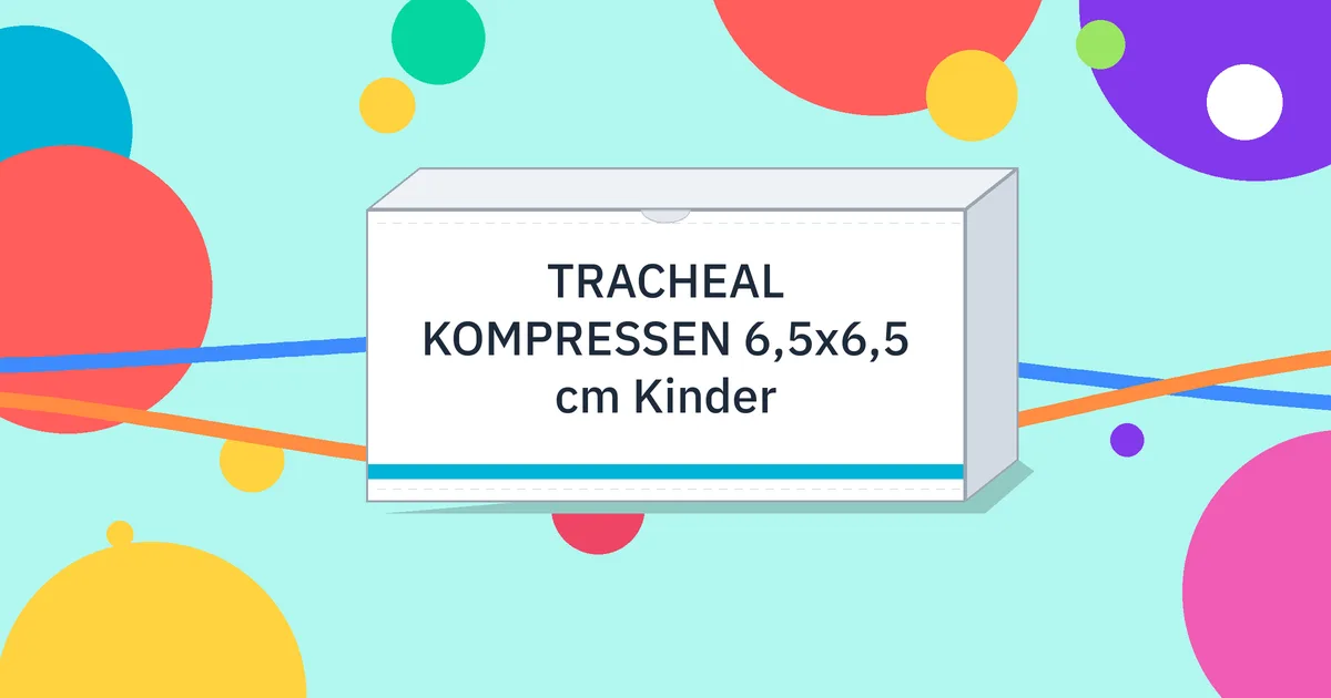 Symbolbild: Packung mit der Aufschrift TRACHEAL KOMPRESSEN 6,5x6,5 cm Kinder (PZN 12345980) – Verfügbarkeit und Bezug in Apotheken in Frankfurt am Main