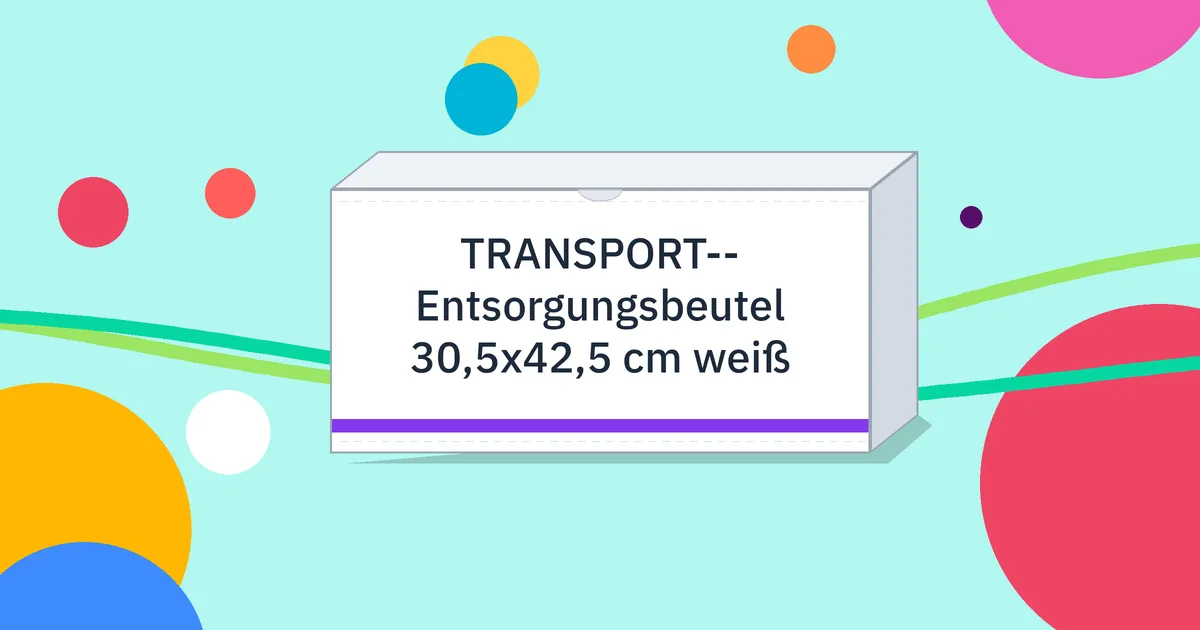 Symbolbild: Packung mit der Aufschrift TRANSPORT--Entsorgungsbeutel 30,5x42,5 cm weiß (PZN 03398144) – Verfügbarkeit und Bezug in Apotheken in Frankfurt am Main