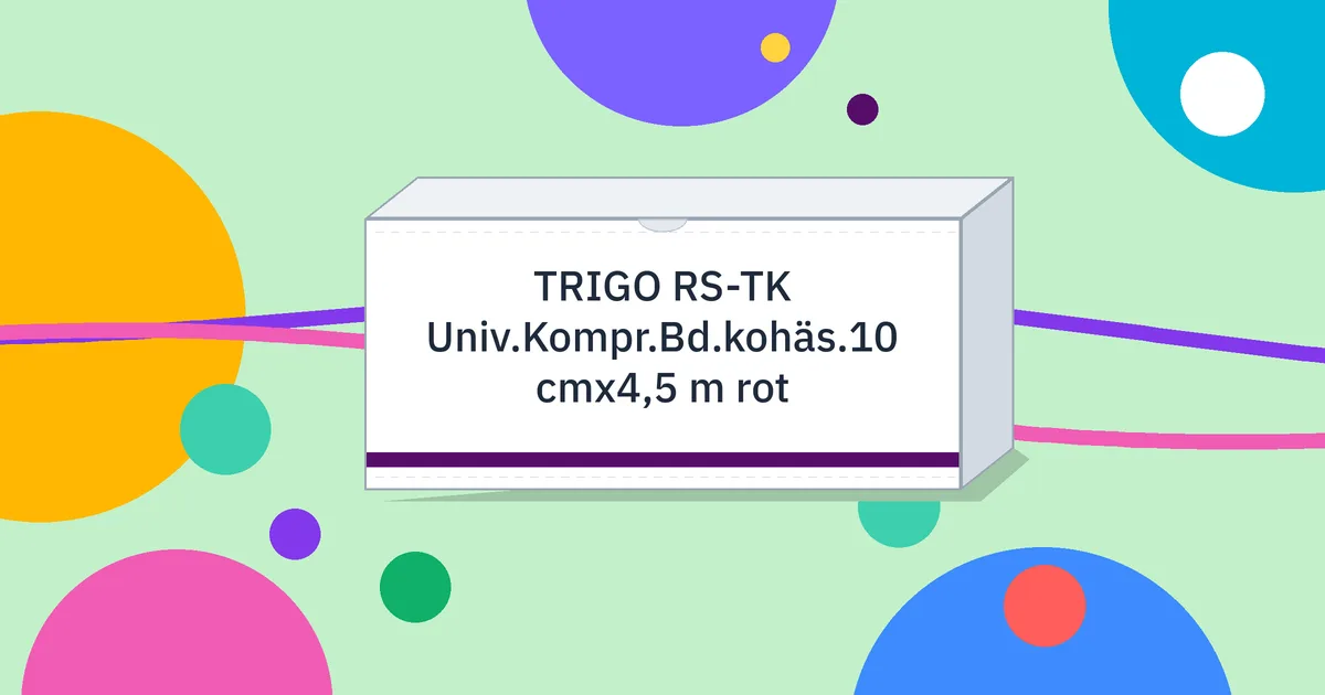 Symbolbild: Packung mit der Aufschrift TRIGO RS-TK Univ.Kompr.Bd.kohäs.10 cmx4,5 m rot (PZN 20342820) – Verfügbarkeit und Bezug in Apotheken in Frankfurt am Main