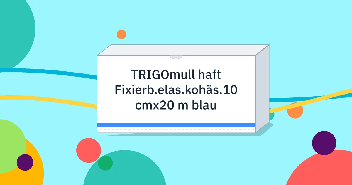 Symbolbild: Packung mit der Aufschrift TRIGOmull haft Fixierb.elas.kohäs.10 cmx20 m blau (PZN 20342671) – Verfügbarkeit und Bezug in Apotheken in Frankfurt am Main