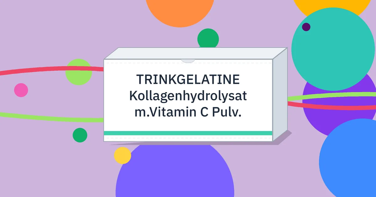 Symbolbild: Packung mit der Aufschrift TRINKGELATINE Kollagenhydrolysat m.Vitamin C Pulv. (PZN 13233616) – Verfügbarkeit und Bezug in Apotheken in Frankfurt am Main