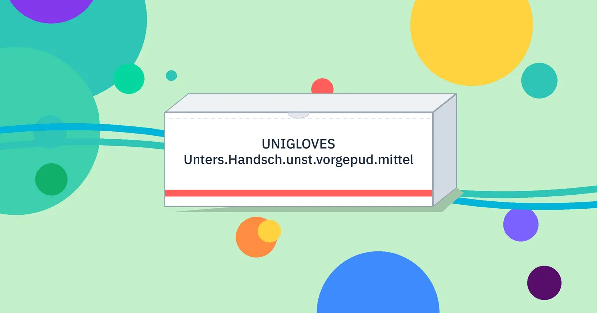Symbolbild: Packung mit der Aufschrift UNIGLOVES Unters.Handsch.unst.vorgepud.mittel (PZN 07515724) – Verfügbarkeit und Bezug in Apotheken in Frankfurt am Main