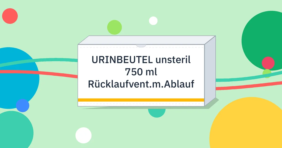 Symbolbild: Packung mit der Aufschrift URINBEUTEL unsteril 750 ml Rücklaufvent.m.Ablauf (PZN 11609709) – Verfügbarkeit und Bezug in Apotheken in Frankfurt am Main