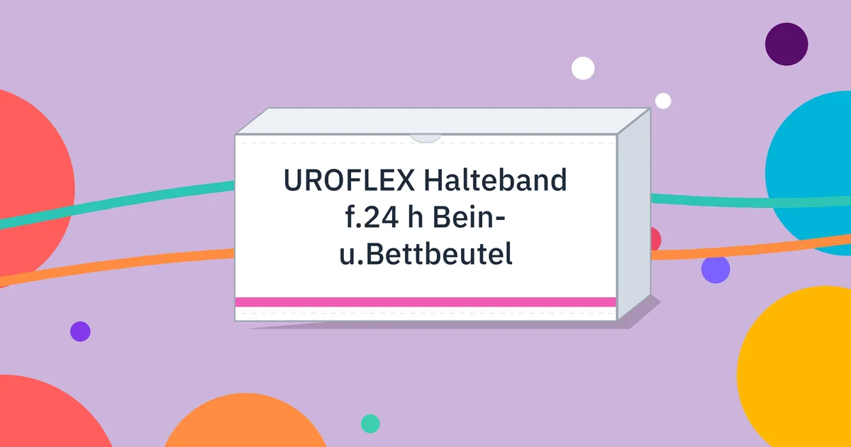 Symbolbild: Packung mit der Aufschrift UROFLEX Halteband f.24 h Bein- u.Bettbeutel (PZN 19505406) – Verfügbarkeit und Bezug in Apotheken in Frankfurt am Main